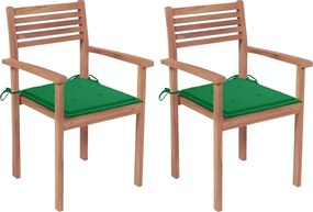 vidaXL Zahradní židle 2 ks podušky masivní teak [3062262] Barva: Zelená