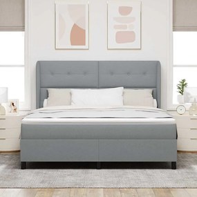 Postel s boxspringem s čelo Světle šedá 180 x 200 cm textil 3340578