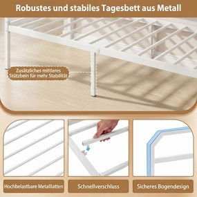 Costway Jednorozměrná válenda s LED světly a nabíjecí stanicí Rám rozkládací