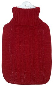 Termofor Hugo Frosch Classic pletený obal, 1,8 l, vínová