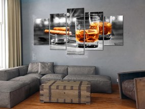 Obraz Doutníky a whisky (5-dílný) široký