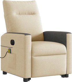 Elektrické zvedací masážní polohovací křeslo krémové textil 3324077