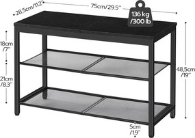 Botník s lavicí Vasagle Arvel 75 cm černý