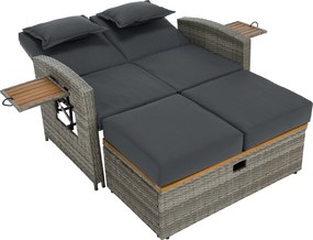 Zahradní ratanová pohovka, šedá/přírodní, MALORY