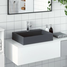 Umyvadlo 50x38x11 cm minerální/mramorový kompozit antracitové 155984