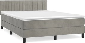 Box spring postel s matrací světle šedá 140x200 cm samet 3141425