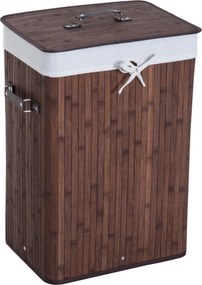 HOMCOM Koš na prádlo s víkem 72L skládací pytel na prádlo omyvatelný bambusový pytel na prádlo s uchy tmavě hnědý 40x30x60cm | Aosom.de