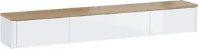 HOMCOM nástěnný TV nábytek pro TV do 165,1 cm s 2 zásuvkami, skříňkou, RGB LED osvětlením, zásuvkami, bílý a dřevěný