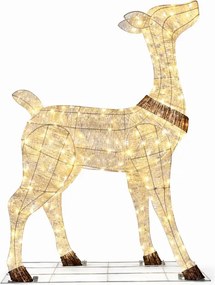 3D LED svítící laň, 150 cm, teple bílá, 140 LED, IP44 venkovní