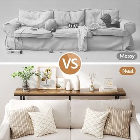 Odkládací stolek Yaheetech – rustikální hnědá, 160 cm (délka) × 20 cm (šířka) × 81 cm (výška) (256999167573)