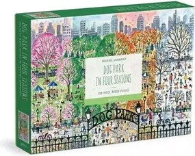 Galison Dřevěné puzzle Psí park 4 roční období / 250 dílků / od 6 let