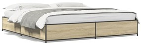 Rám postele dub sonoma 160 x 200 cm kompozitní dřevo a kov,  3279833