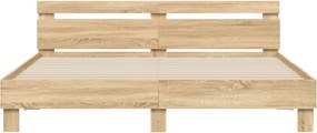 Rám postele s čelem a LED osvětlením dub sonoma 200 x 200 cm 3207520