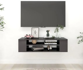 vidaXL Závěsná TV skříňka šedá vysoký lesk 100x30x26,5 cm dřevotříska