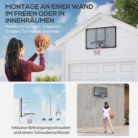 SPORTNOW nástěnný basketbalový koš Basketbalová deska s košem a sítí pro venkovní použití, ocel, 113 x 61 x 73 cm, ideální pro zahradu a hřiště | Aos…
