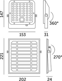 LED Solární reflektor se senzorem LED/10W/3,7V 4000K IP65 3600 mAh + DO