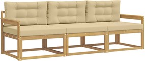 Venkovní pohovková souprava 3 ks Bílá a béžová Polyester 3385982