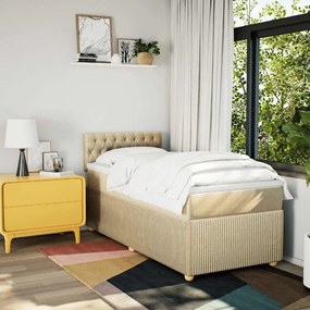 Box spring postel s matrací krémová 90x200 cm textil 3289651