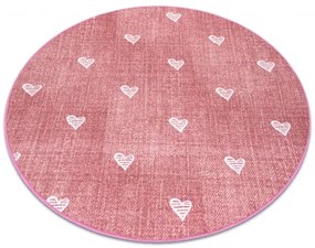 Dětský kulatý koberec HEARTS Srdíčka Růžový Rozměr: průměr 150 cm