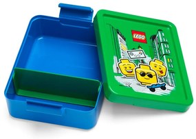 Modrý box na svačinu se zeleným víčkem LEGO® Iconic