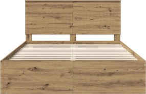 Rám postele Umělecký dub 150 x 200 cm Masivní borové dřevo 3411000