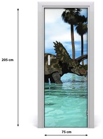 Samolepící fototapeta na dveře Dinozaury na pláži 75x205 cm