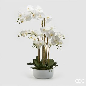 Bílá umělá orchidej v květináči EDG H84