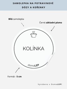 KOLÍNKA  – bílá samolepka na dózu, základní písmo, 5 cm | DomaLEP