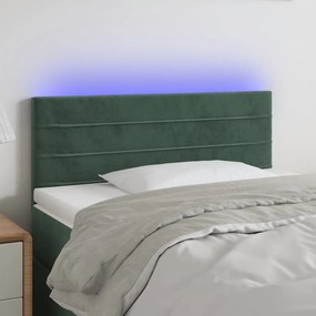 Čelo postele s LED tmavě zelené 80 x 5 x 78/88 cm samet 3121785