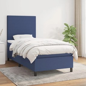 vidaXL Box spring postel s matrací 90x200 cm textil [3141589] Barva: Modrá