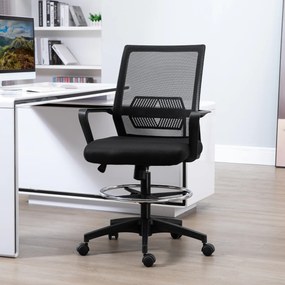Vinsetto Ergonomická kancelářská židle s nastavitelným opěrným kruhem, bederní oporou, výškově nastavitelná otočná židle s síťovinou, návrhářská židl…