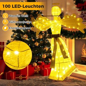 Costway Osvětlený vánoční anděl s 100 LED světly 3 - Rozměrná postava anděla