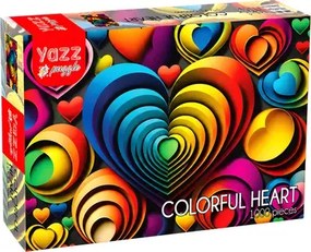 YAZZ Puzzle Barevná srdce / 1000 dílků / 68 x 48 cm
