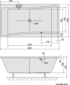 Polysan QUEST vana 180 x 100 x 49 cm obdélníková černá mat 78511.21