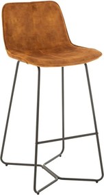 Okrová sametová barová stolička Barchair Isabel Ochre - 57*48*103cm
