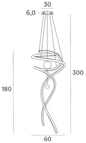 MAXLIGHT P0483D -LED S. lustr na lanku RITZ LED/100W/230V pr. 60 cm CRI 90 mosaz