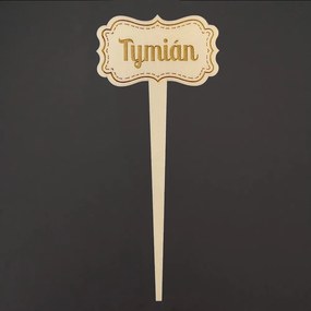 AMADEA Dřevěný zápich - cedulka na bylinky Tymián, výška 20 cm, český výrobek