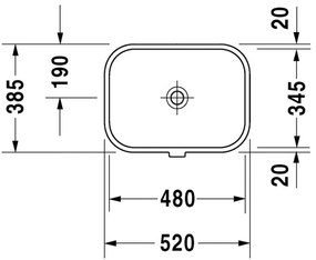 Duravit Happy D.2 - Vestavěné umyvadlo, bez otvoru pro armaturu, 480 x 345 mm, bílé 0457480000