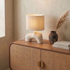 Stolní lampa Wabi Sabi béžová s lněným stínidlem 35 cm - Florence