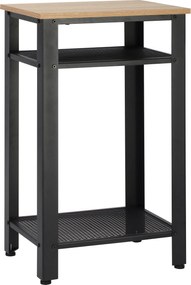 HOMCOM Stolek v industriálním stylu s 2 kovovými policemi a nastavitelnými nožkami, 45x35x75 cm, dub a černá | Aosom