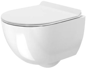 Závěsná WC mísa se SoftClose sedátkem REA CARTER RIMLESS, bílá Barva: Bílá, kód produktu: , rozměry (mm): 490x370x325