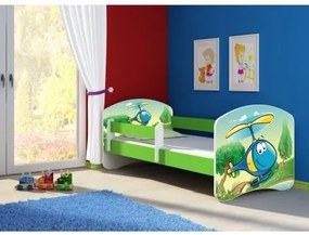 Dětská postel - Helikoptéra 2 140x70 cm + šuplík zelená