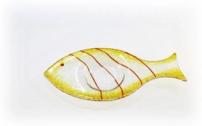 BDK-GLASS Skleněný svícínek rybička - FISH - ambrová Rozměr: 17x8cm