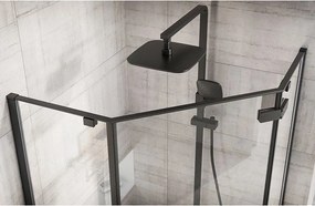 Pětiúhelníkový sprchový kout REA DIAMOND 90x90 cm, černý matný/transparent - bez vaničky