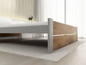 Postel IKAROS DOUBLE 160 x 200 cm, dub artisan/šedá Matrace: Matrace Coco Maxi 20 cm, Rošt: Bez roštu