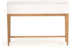Bílý toaletní stolek Woodman Blanco s dubovou podnoží 120x85 cm