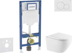 Geberit Duofix - Set předstěnové instalace, klozetu Oudee a sedátka softclose, tlačítko Sigma01, alpská bílá SANI11CA31128