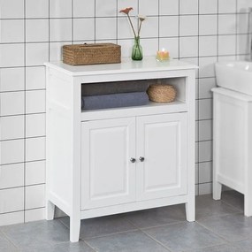 Sobuy FRG204-W Koupelnová komoda Koupelnová skříňka Příborník předsíňka Koupelnový nábytek Bílá 69x80x33cm