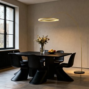 Designová oblouková stojací lampa zlatá vč. LED s 3-stupňovým stmíváním - Anello