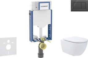 SANITINO - Set předstěnové instalace, klozetu Oudee a sedátka softclose, tlačítko Sigma20, černá lesk/černá mat SANI11CA51105